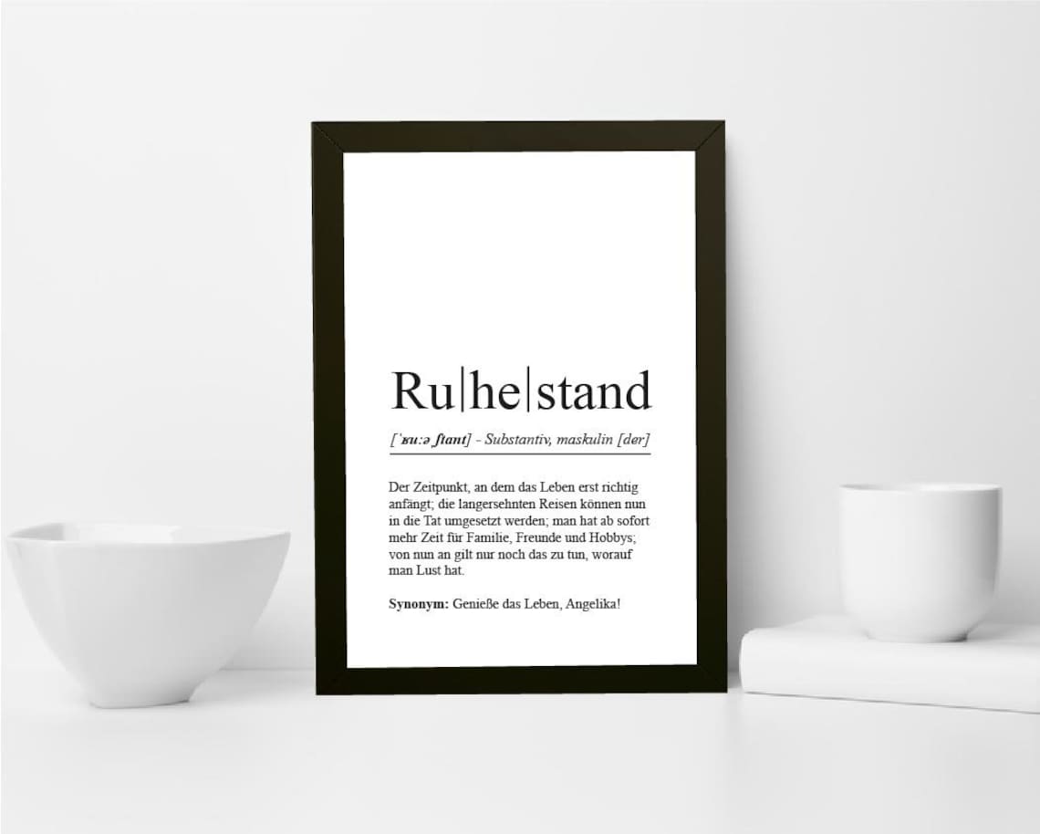 Personalisiertes Bild Definition RUHESTAND - Etsy