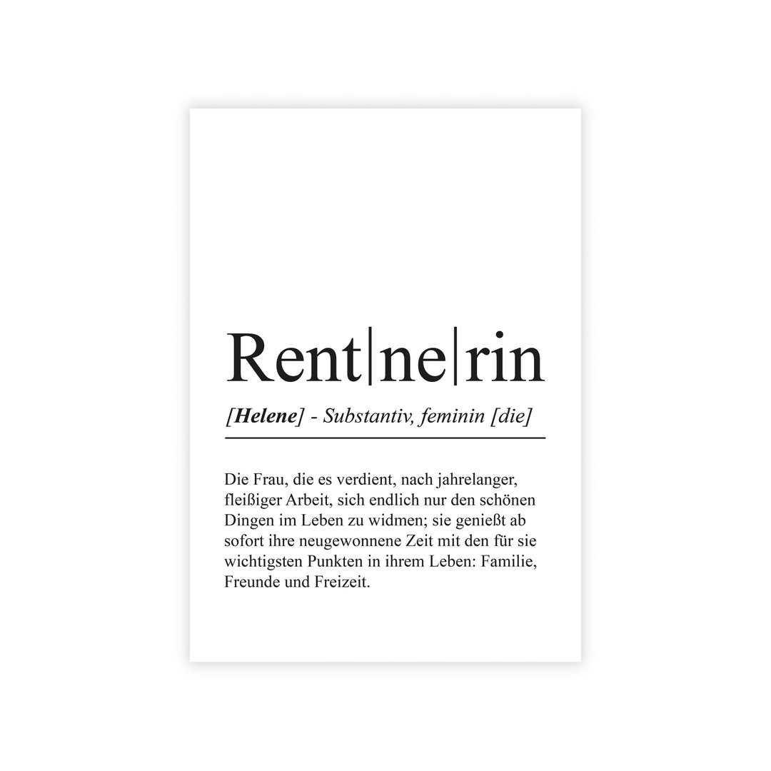 Personalisiertes Bild "Definition RENTNERIN" Geburtstag Bedanken beste ...