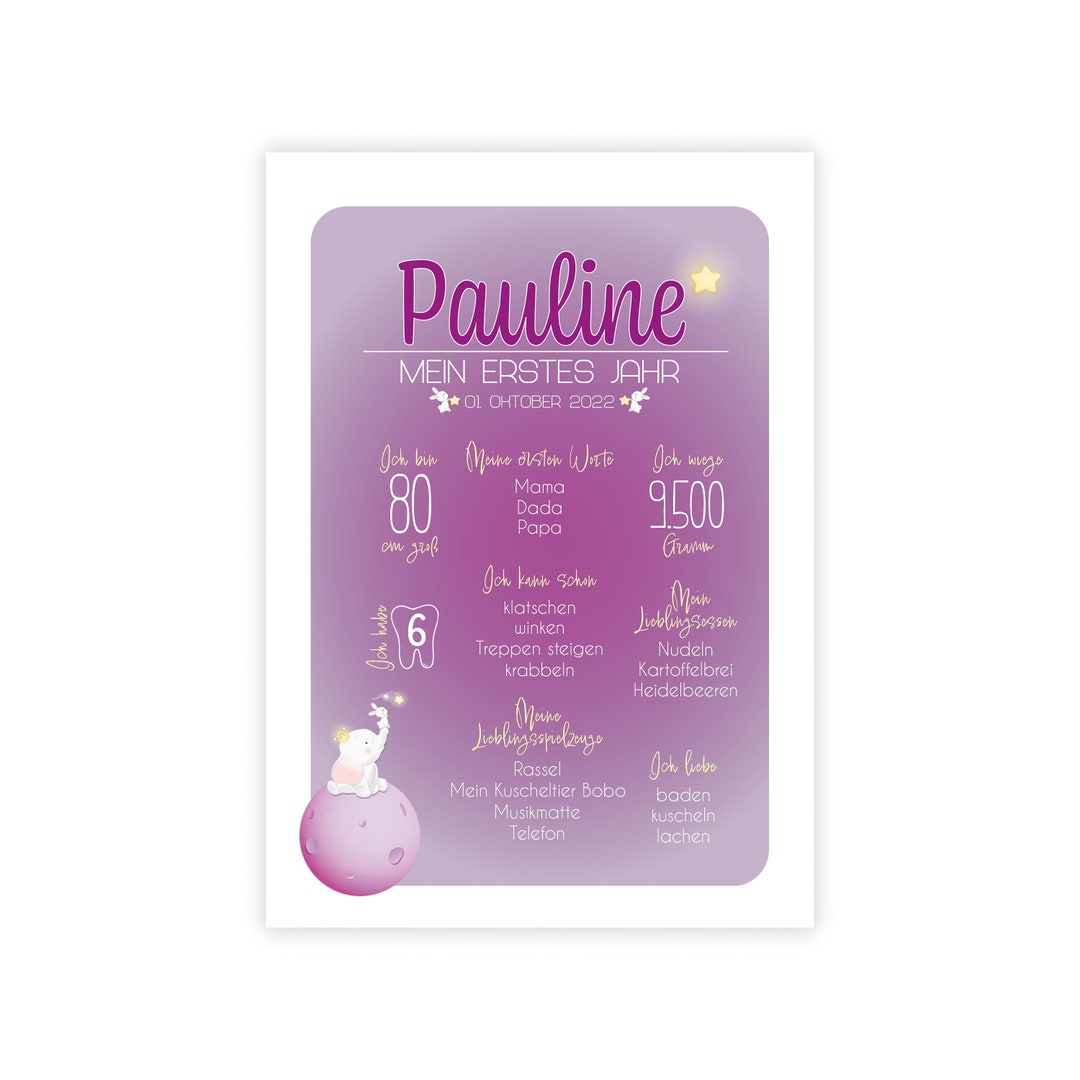 Milestone Poster my First Year Pink Personalized Gift for Birthday ...