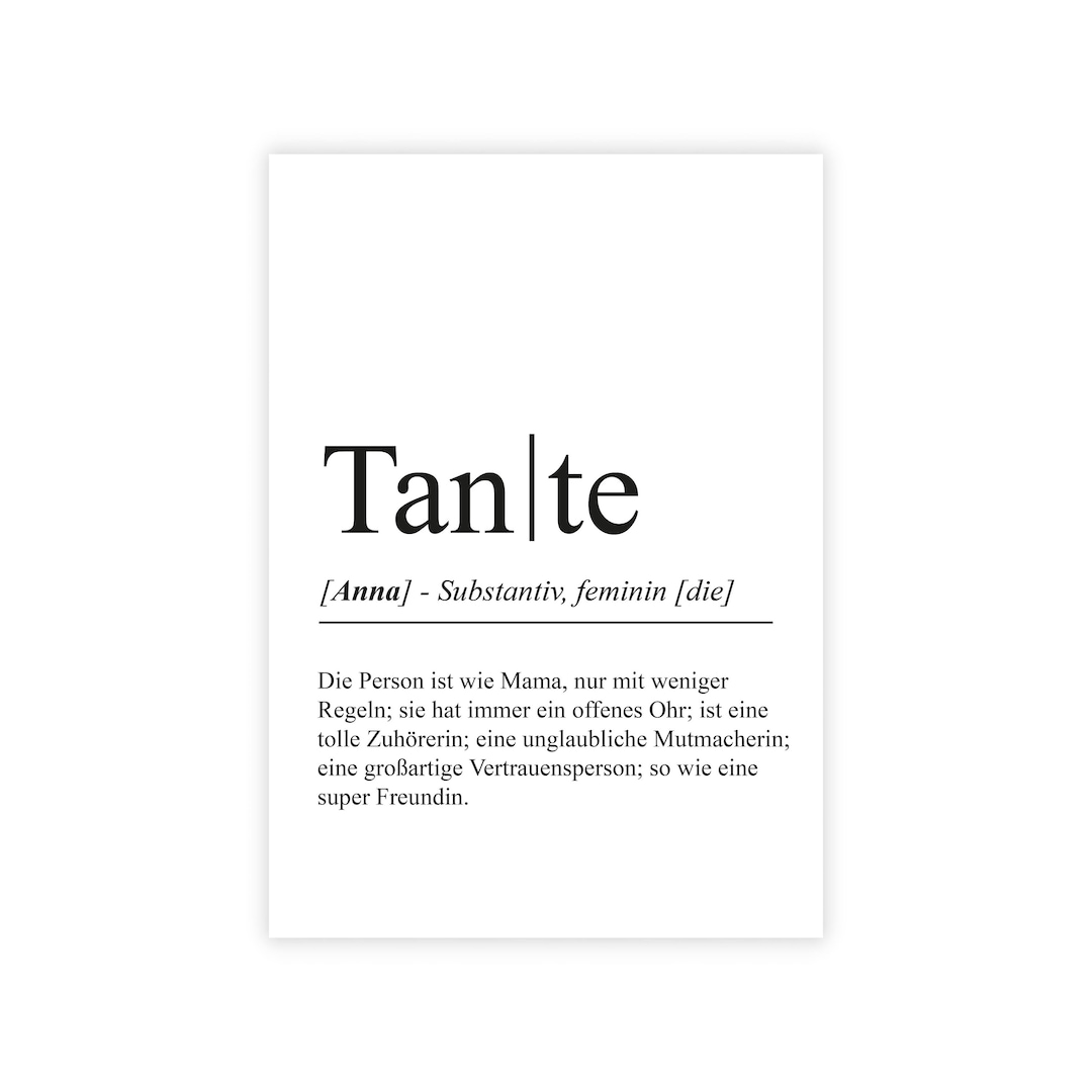 Personalisiertes Bild "Definition TANTE" zum Geburtstag Bedanken beste ...