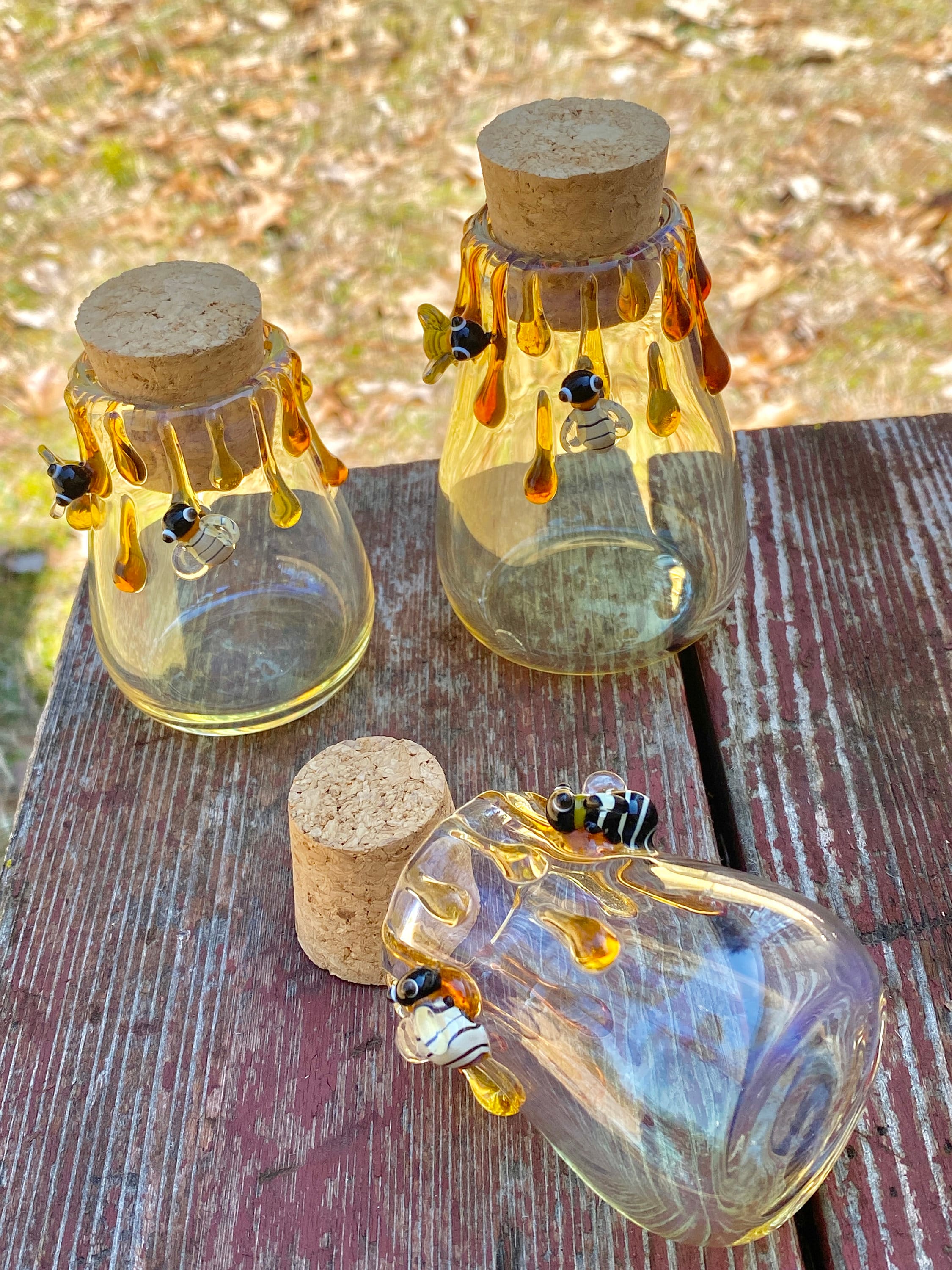 Glass Honey Bee Jar Hand Blown Jar - Etsy