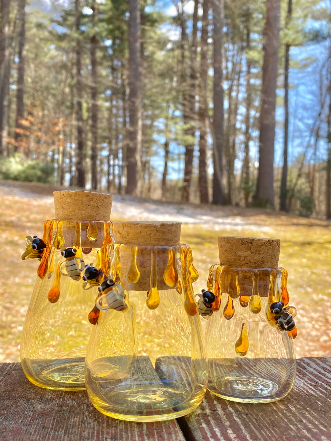 Glass Honey Bee Jar, Hand Blown Jar, - Etsy