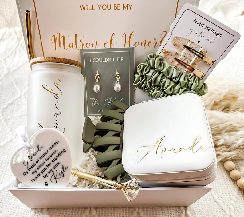 Custom Maid of Honour Bridesmaid Proposal Box Personalized Gift Blush ...