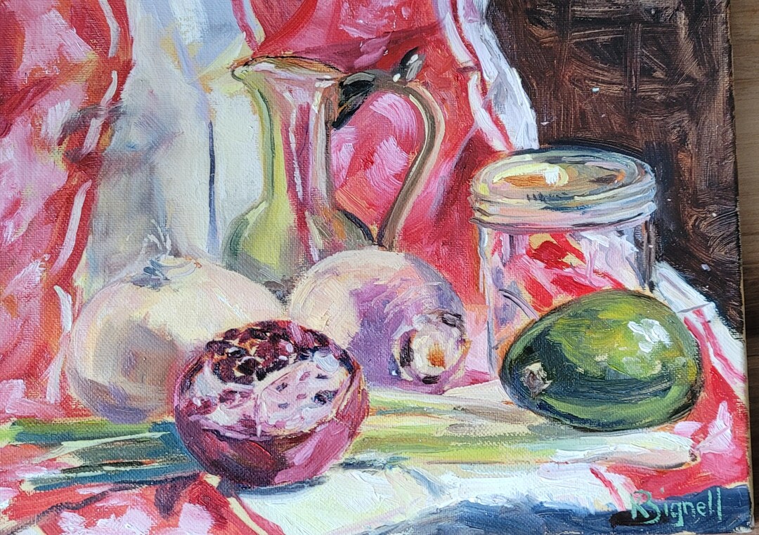 Original Oil Painting "still Life in Red" - Etsy