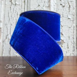 4 Inch Wired Ribbon, Farrisilk, Designer Ribbon, Blue Christmas Ribbon ...