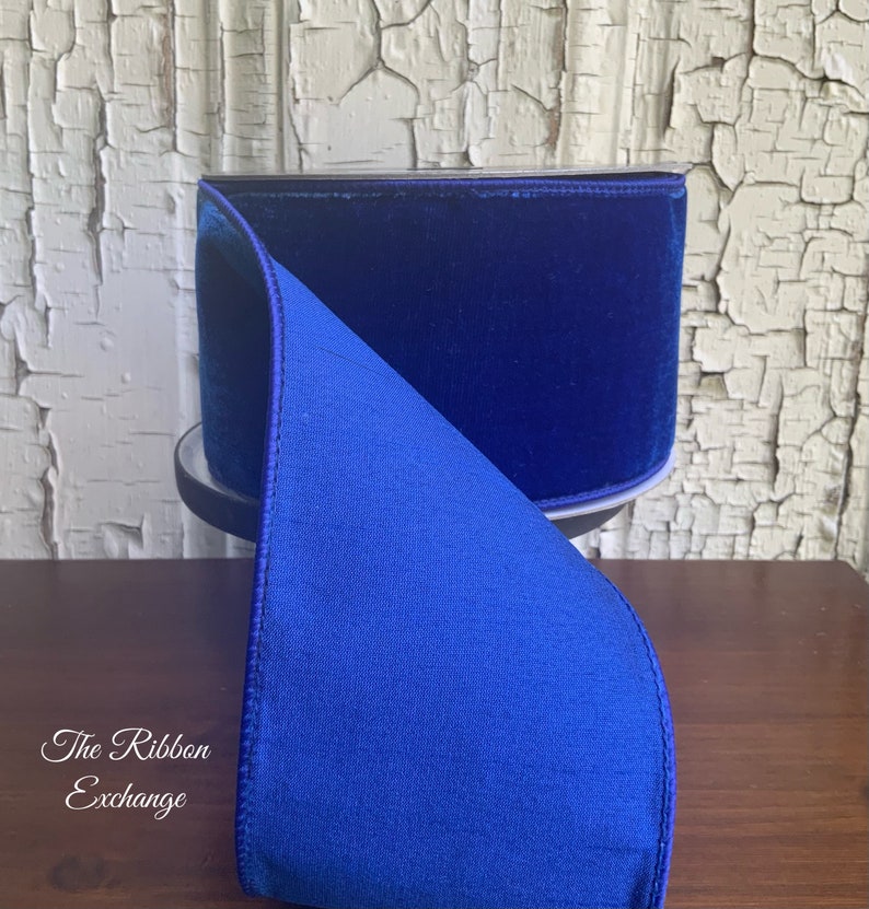 4 Inch Wired Ribbon Farrisilk Designer Ribbon Blue - Etsy