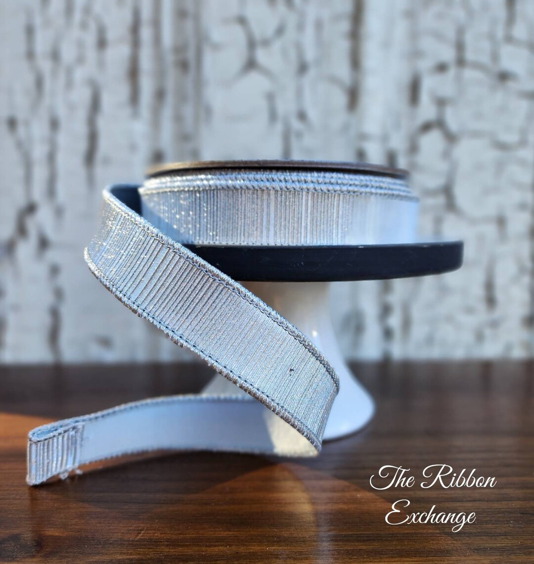 Wired Ribbon, Luxury Ribbon, Silver Ribbon, Christmas Ribbon, Farrisilk ...