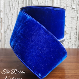 4 Inch Wired Ribbon, Farrisilk, Designer Ribbon, Blue Christmas Ribbon ...