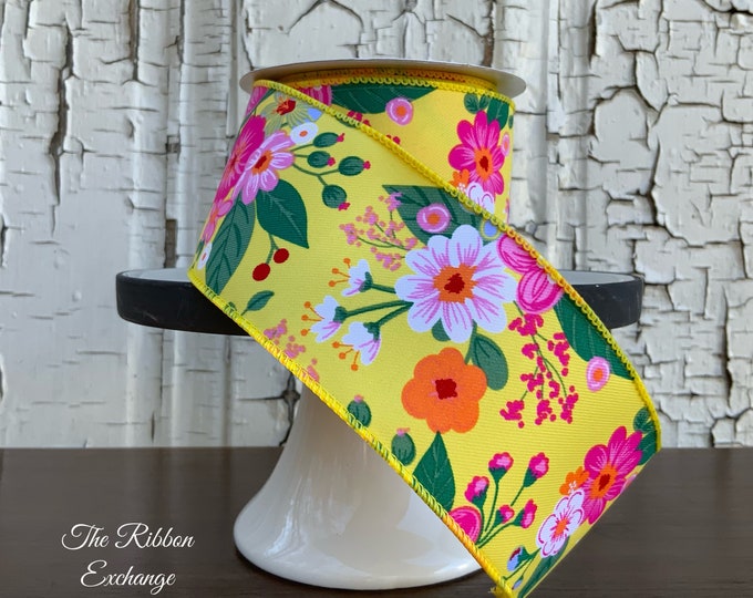2.5 Inch Wired Ribbon, Wired Ribbon, Spring Ribbon, Ribbon, Floral ...