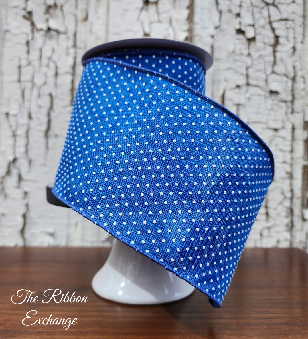 4 Inch Wired Ribbon, Easter Ribbon Wired, Easter, Royal Blue, Swiss Dot ...