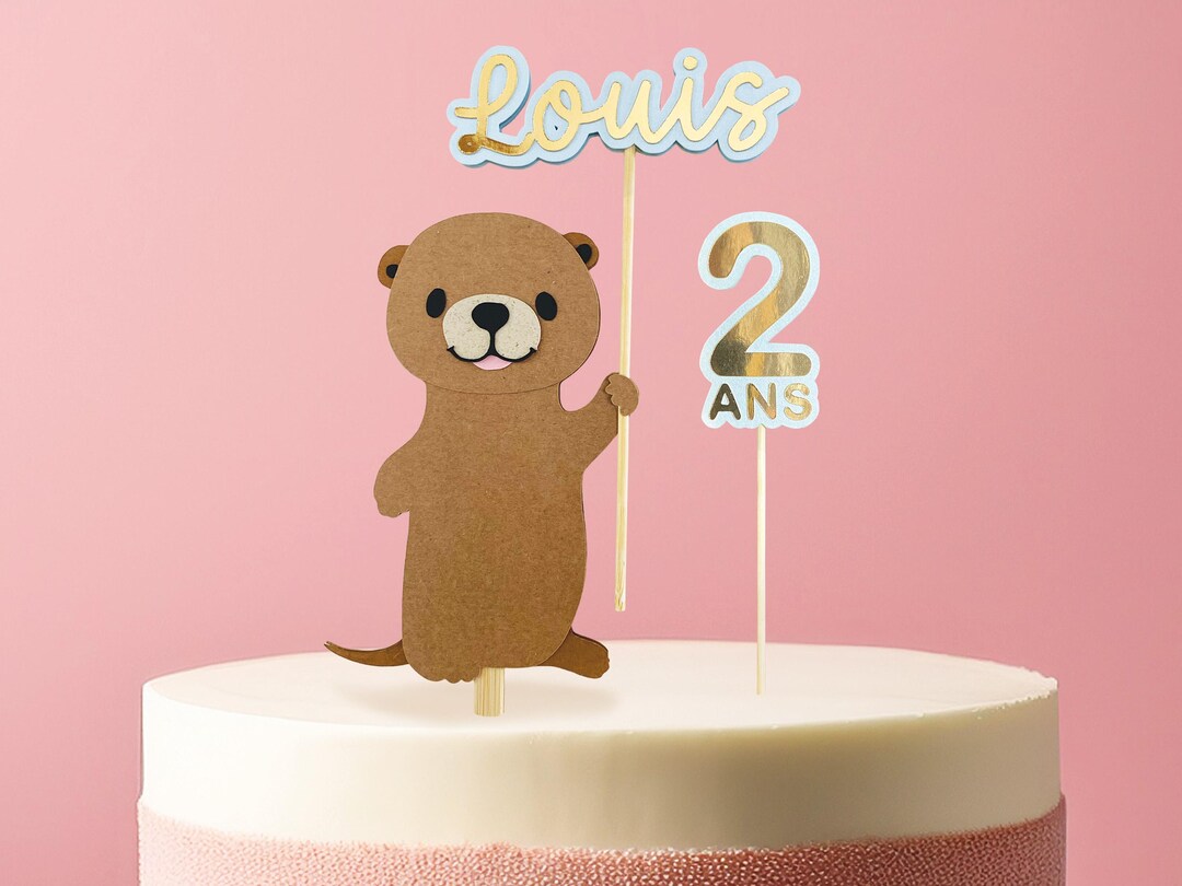 Personalized Otter Cake Topper With First Name and Age - Animal Themed ...