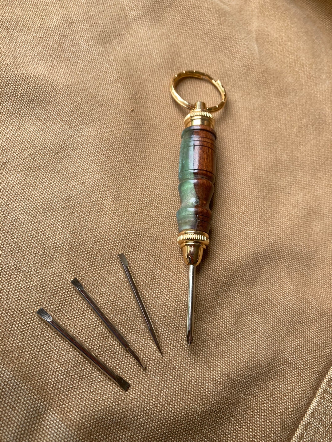 Mini Screwdriver Keychain // Driftwood and Resin Screwdriver Keychain ...