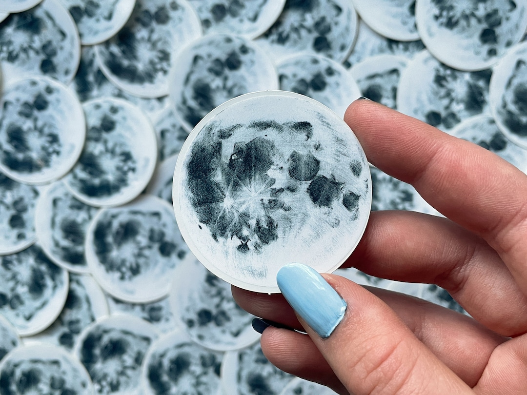 Moon Vinyl Sticker, Clear Laptop Decal, Realistic Moon Diagram Sticker ...