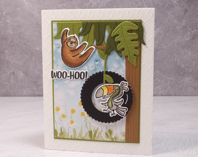 Handmade Birthday Card – Stampin up Jungle Pals – Woo-hoo – Sloth ...