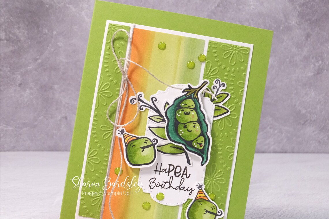 Handmade Birthday Card Sweet Peas in a Pod Hapea Birthday Party Hats ...