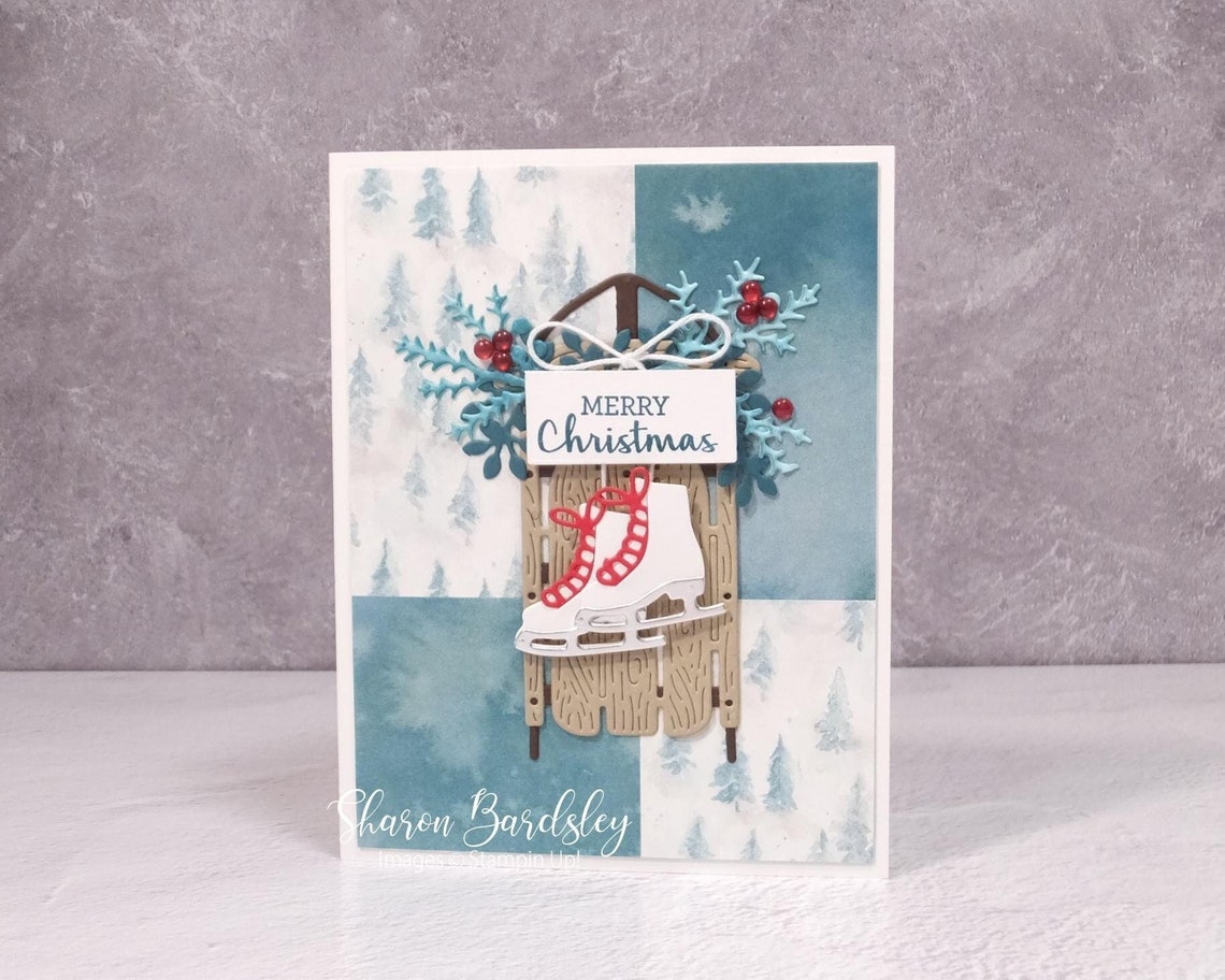 Handmade Christmas Card - Stampin up Sophisticated Sled - Merry ...