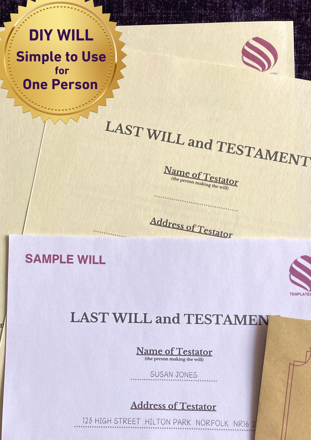 LAST WILL & TESTAMENT Kit Digital Version Simple Will for 1 Person Uk ...