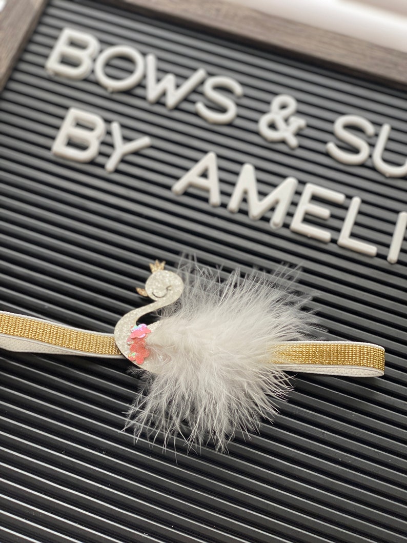 Swan Princess Bow Felt Nylon Headbands Swan Feather Hair Bow - Etsy