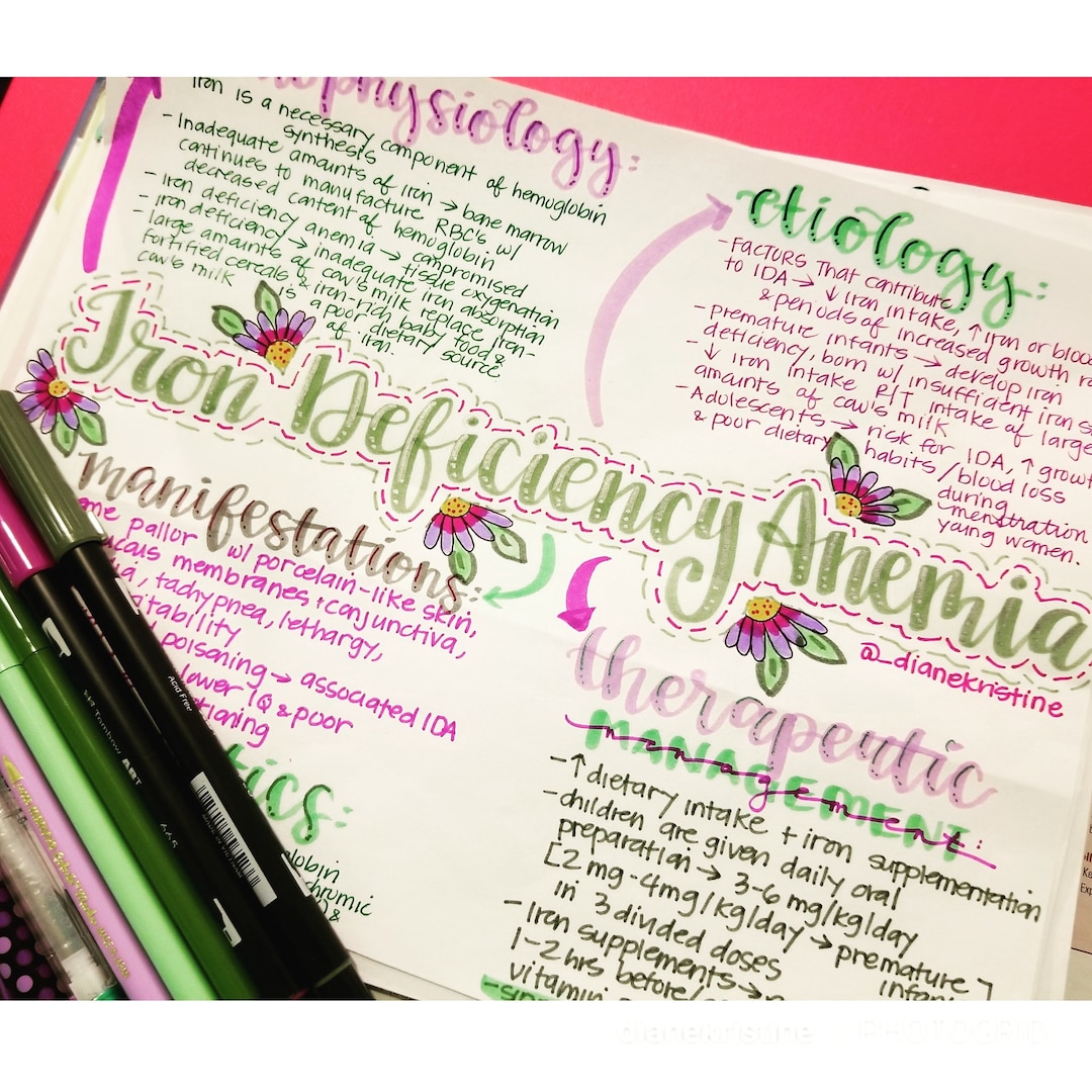 Iron Deficiency Anemia- Nursing Notes/ Concept Map- Pediatrics Semester ...
