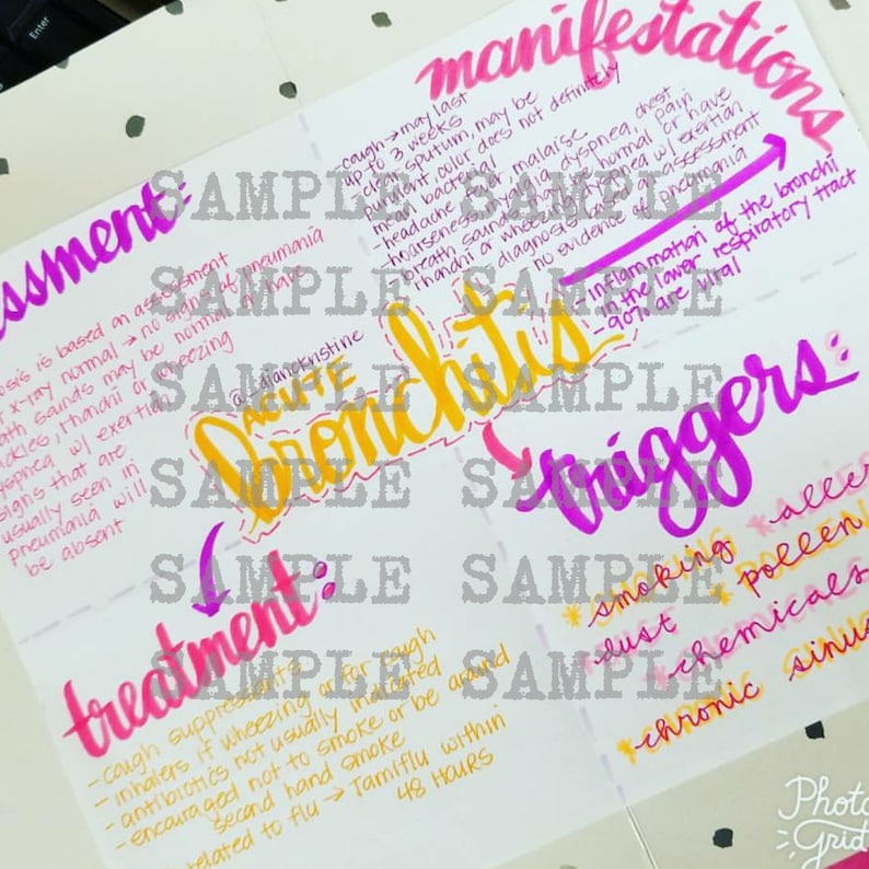 Bronchitis- Nursing Notes/ Concept Map- Medical Surgical Semester - Etsy