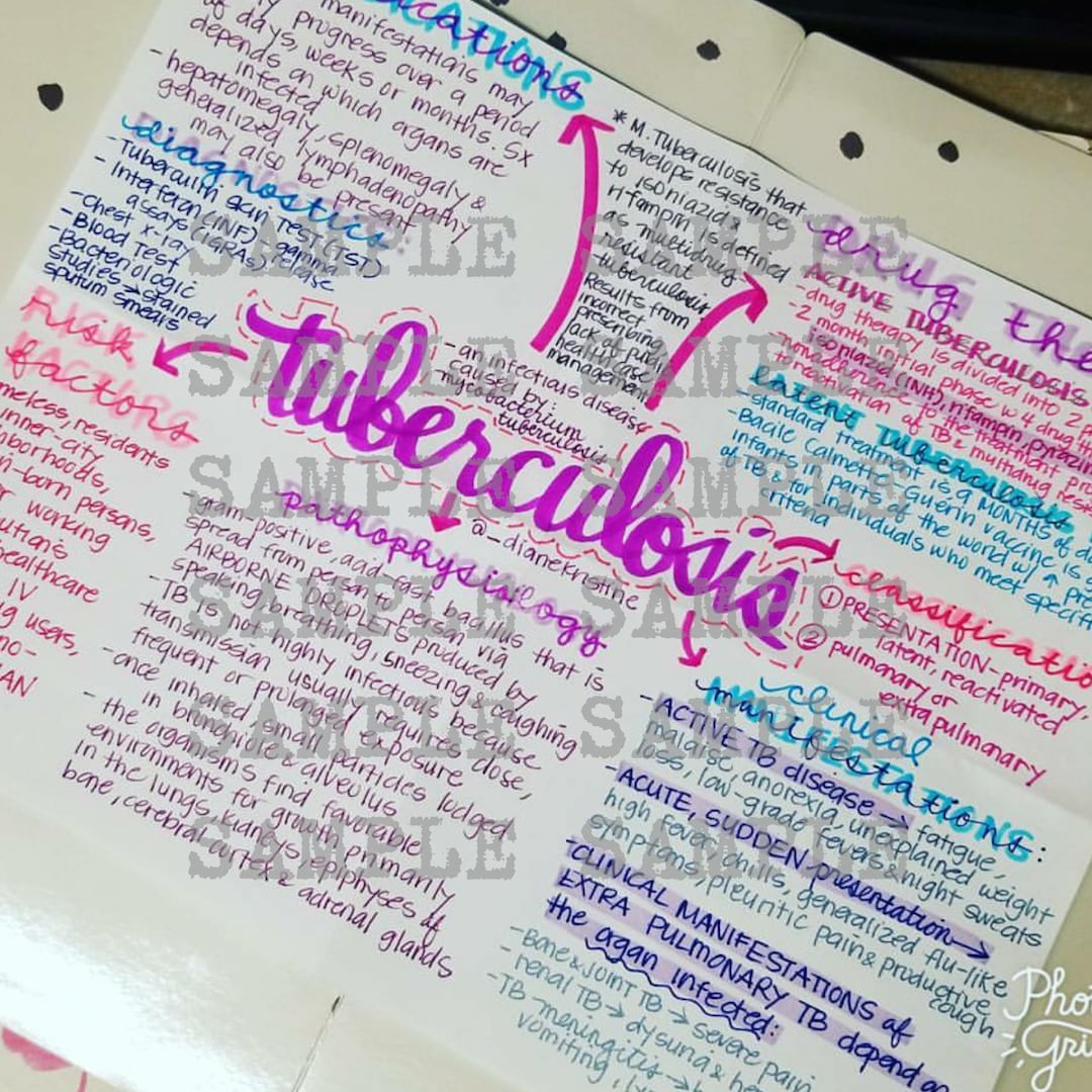 Tuberculosis- Nursing Notes/ Concept Map- Medical Surgical Semester - Etsy