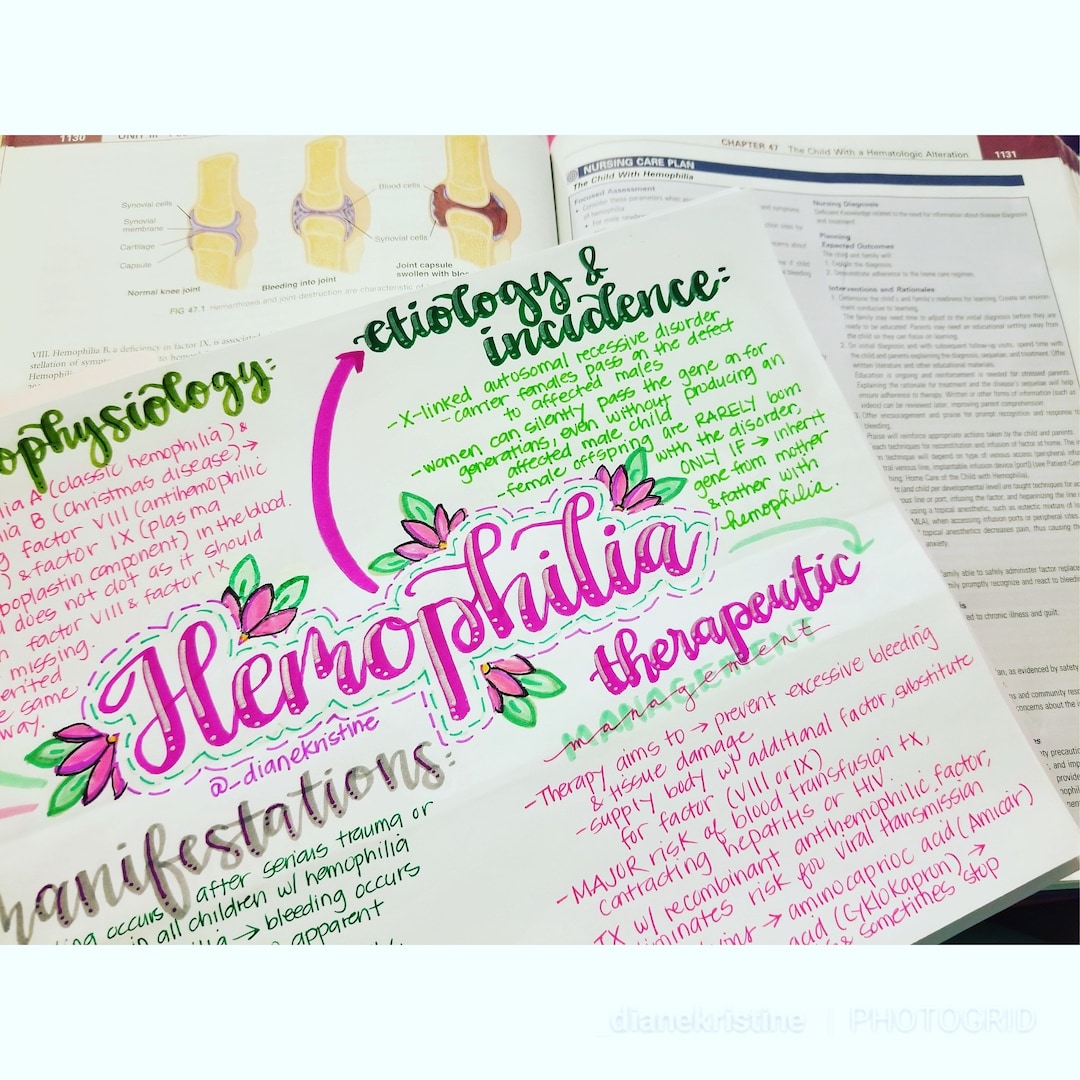 Hemophilia- Nursing Notes/ Concept Map- Pediatrics Semester - Etsy