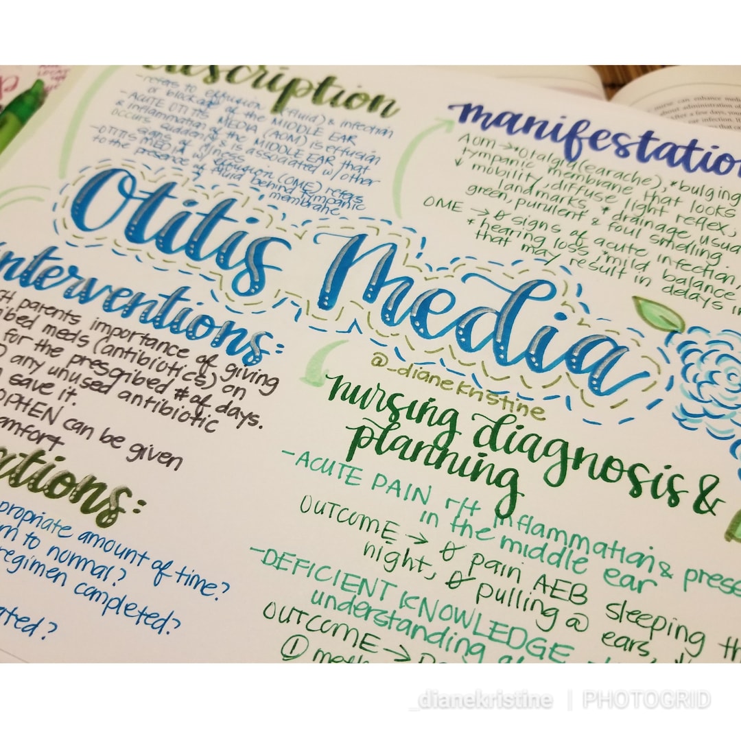 Otitis Media- Nursing Notes/ Concept Map- Pediatrics Semester - Etsy