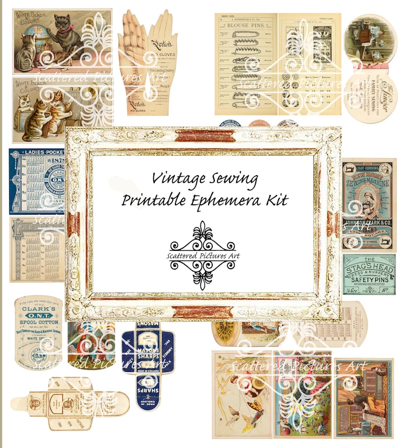 Vintage Sewing Ephemera Digital Printable Ephemera Kit for | Etsy