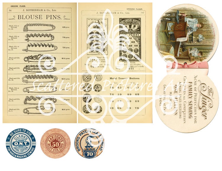 Vintage Sewing Ephemera Digital Printable Ephemera Kit for | Etsy
