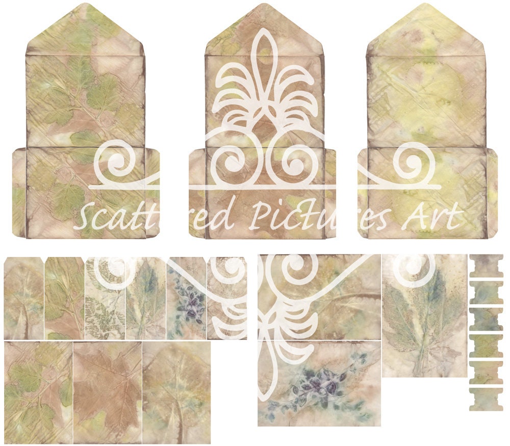 Eco-dyed Papers Kit 1 Printable Paper Kit for Journals, Junk Journals ...
