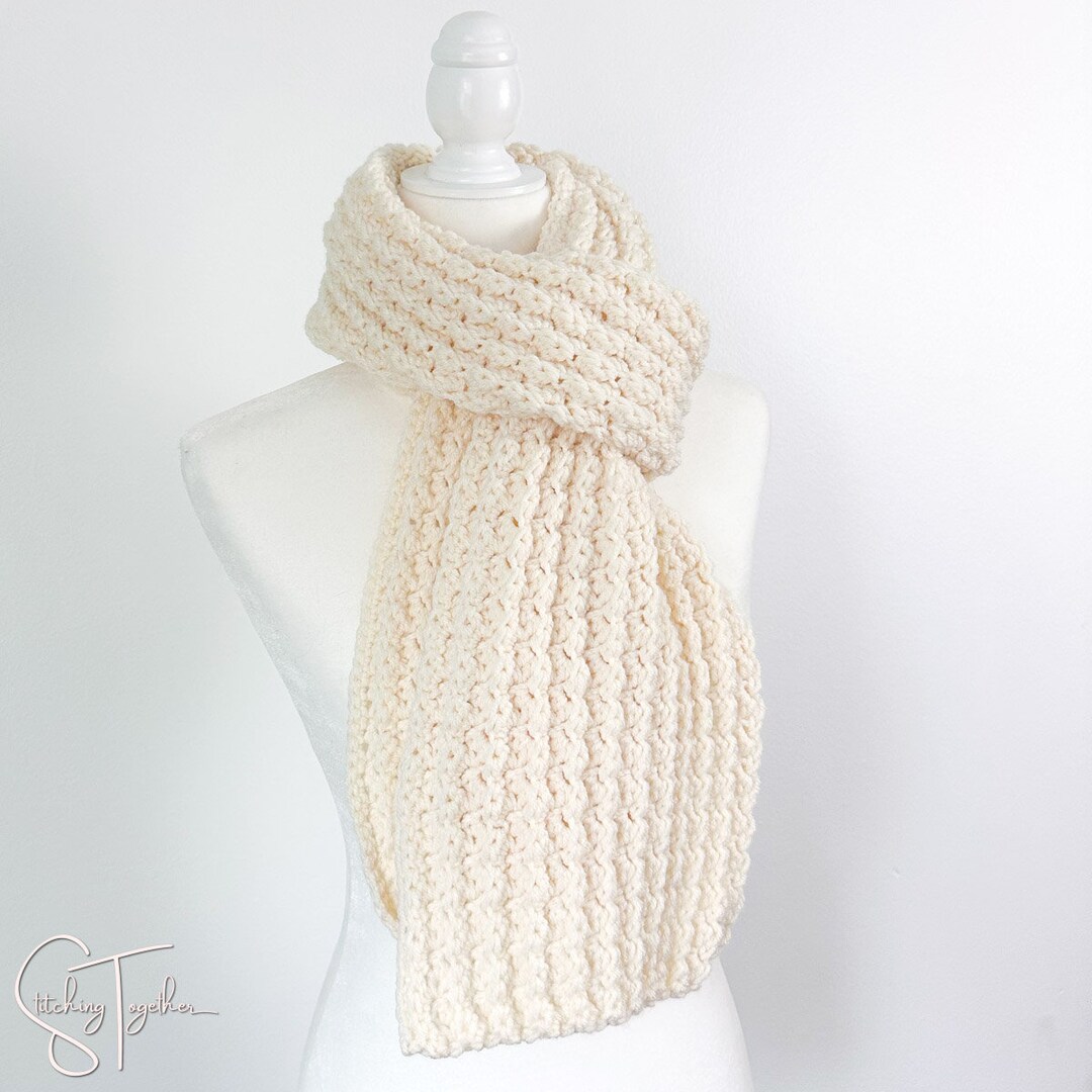 Textured Crochet Scarf Pattern | Ribbed Scarf Crochet Pattern | PDF ...