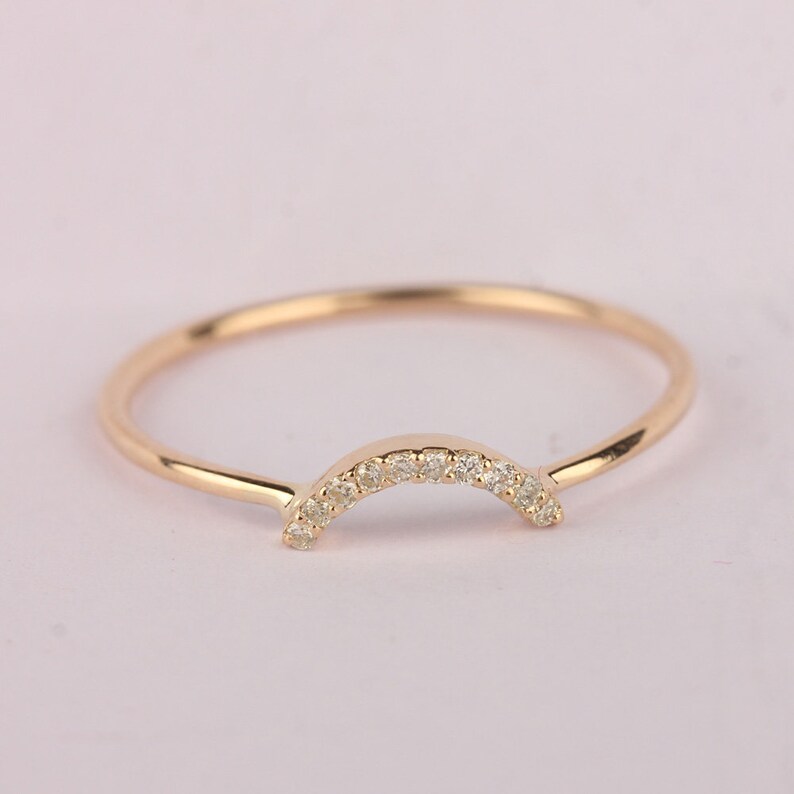 Natural 0.05 Ct. Diamond Pave U Shape Engagement Ring Solid | Etsy