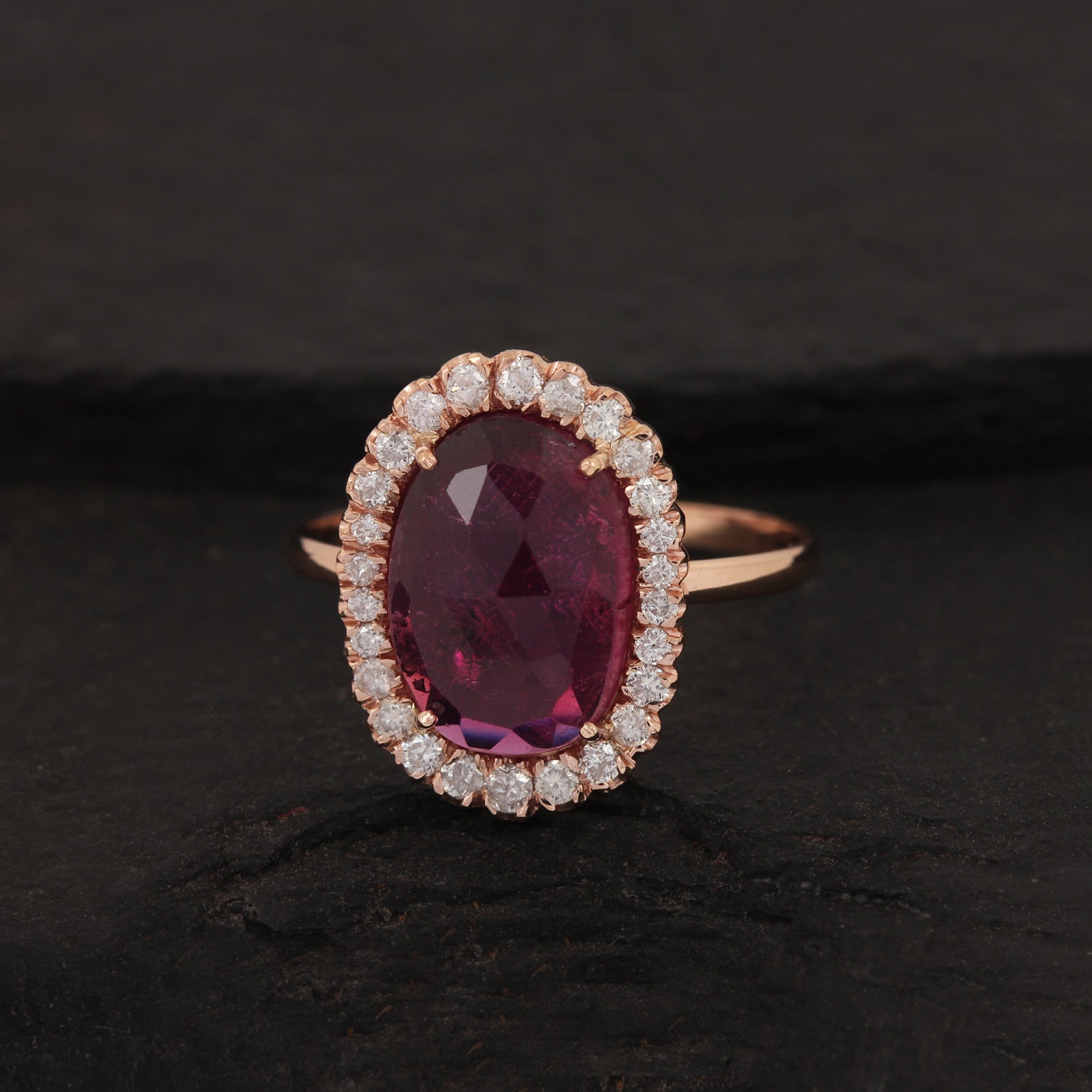 Solid 14K Rose Gold Natural Real 3.35 Ct. Oval Shape Pink - Etsy