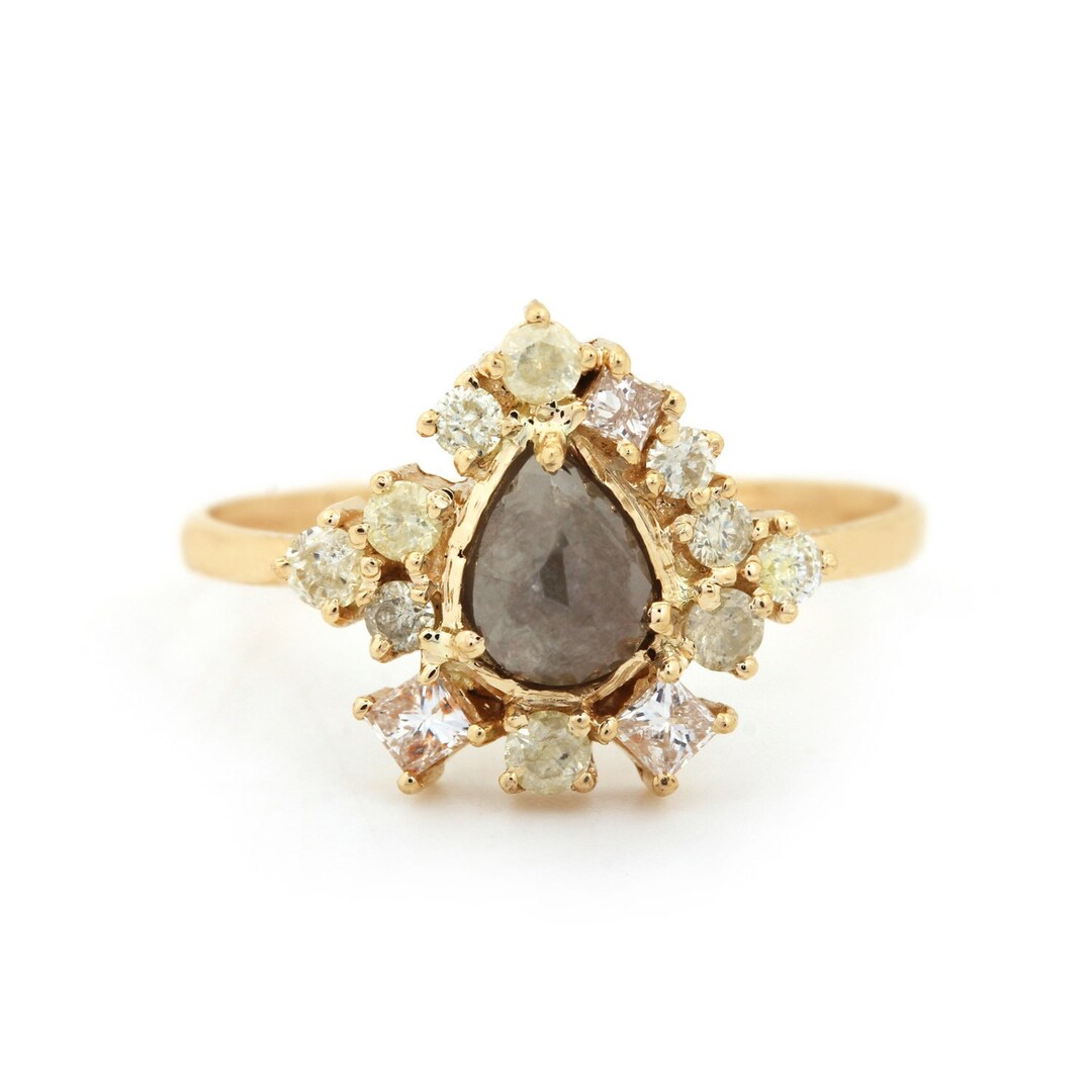 1.24 Ct. Natural Diamond Slice Ring 14k Solid Yellow Gold - Etsy