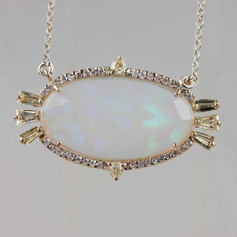 Natural 2.70 Ct. Ethiopian Opal Oval Shape Gemstone Pendant | Etsy