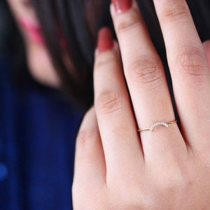 Natural 0.05 Ct. Diamond Pave U Shape Engagement Ring Solid 14k Yellow ...