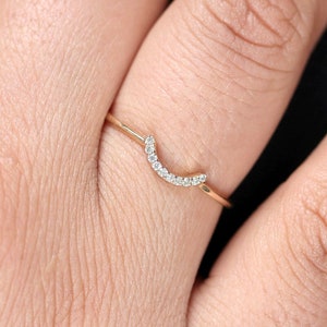 Natural 0.05 Ct. Diamond Pave U Shape Engagement Ring Solid 14k Yellow ...