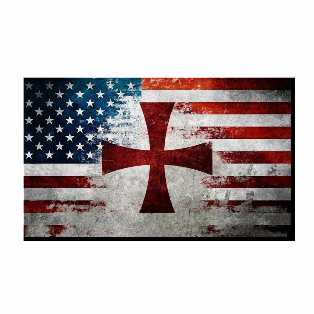 American Crusader Flag Decal Vinyl Die Cut UV Coating Military - Etsy