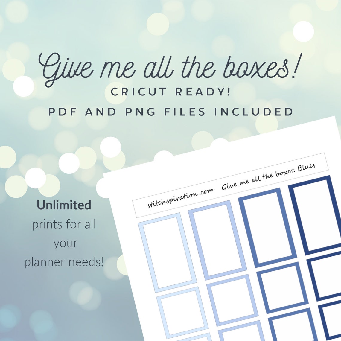 Blue Box Stickers! PRINTABLE Instant Download! Multiple Sizes! Fits ...