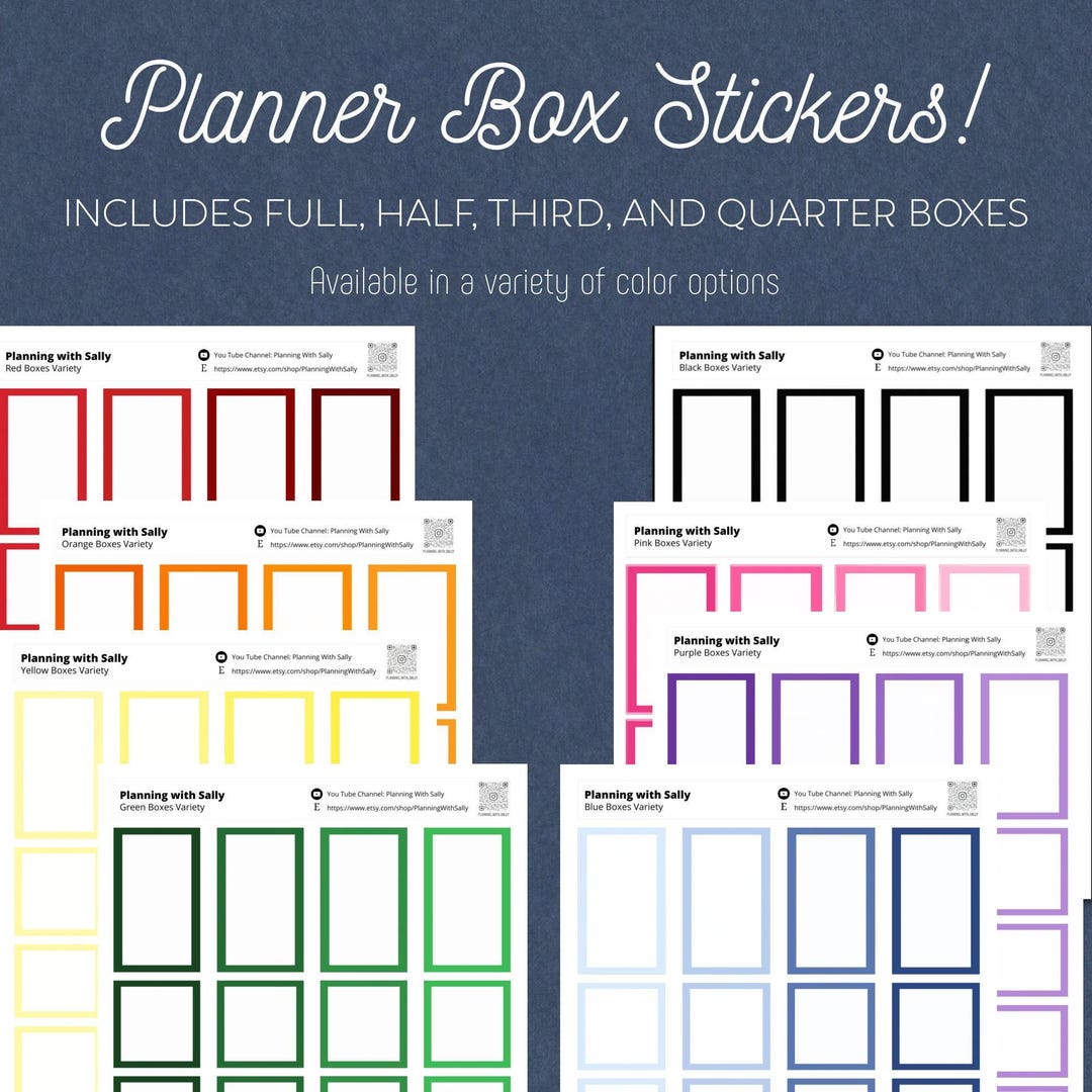Planner Box Stickers for Happy Planner | Functional Boxes Multiple ...