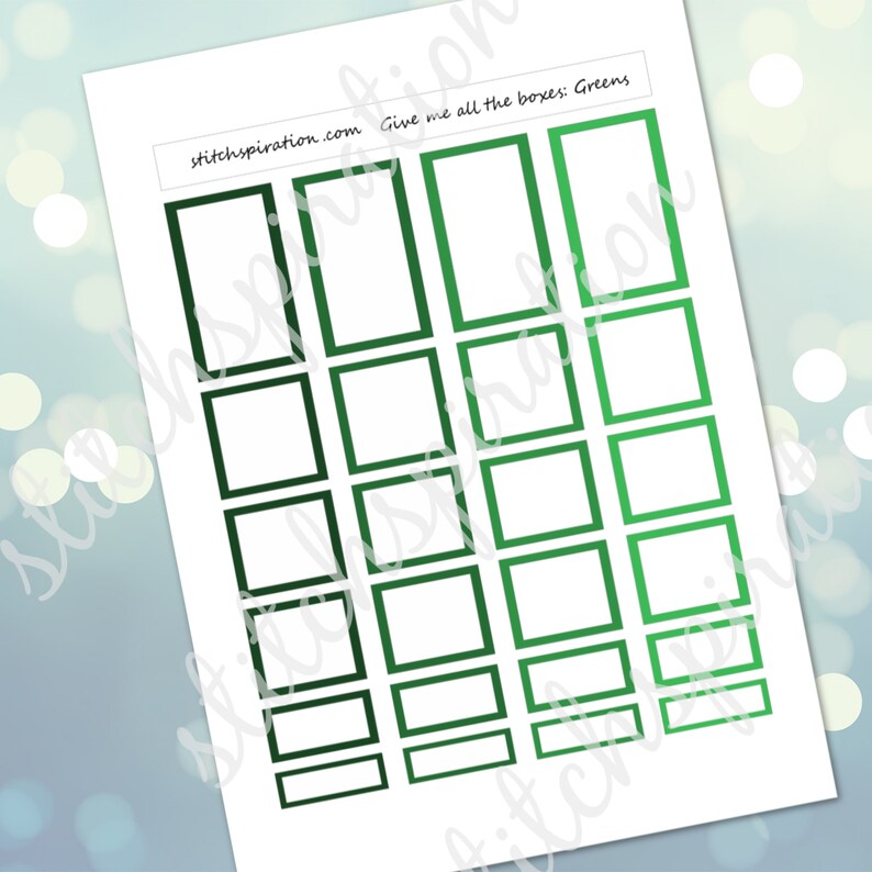 Green Box Stickers! PRINTABLE Instant Download! Multiple Sizes! Fits ...