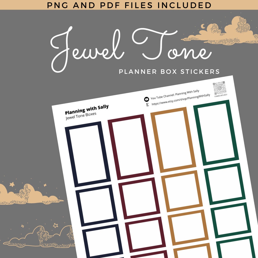 Jewel Tones Box Stickers! PRINTABLE Instant Download! Multiple Sizes ...