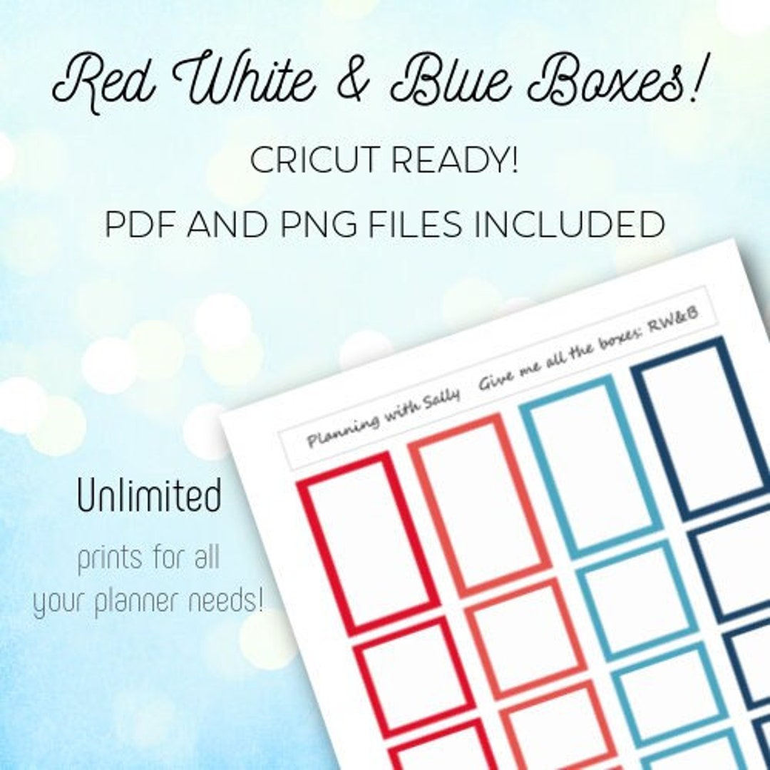 Red White and Blue Box Stickers! PRINTABLE Instant Download! Multiple ...