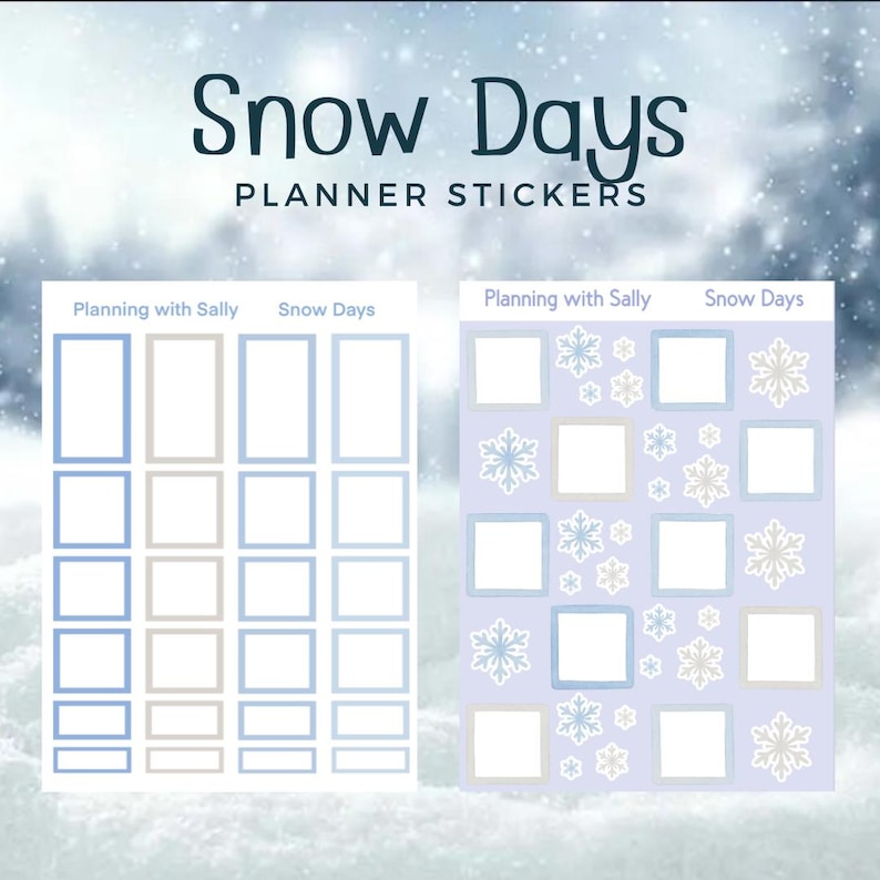 Snow Days Planner Box and Watercolor Snowflake Stickers! Multiple Sizes ...