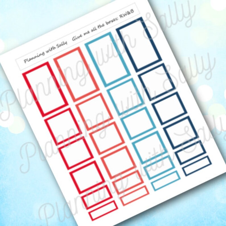 Red White and Blue Box Stickers! PRINTABLE Instant Download! Multiple ...