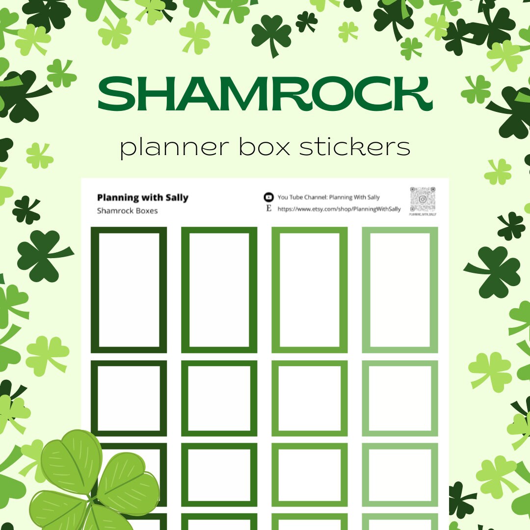 Shamrock Box Stickers PRINTABLE Instant Download Multiple Sizes Fits ...