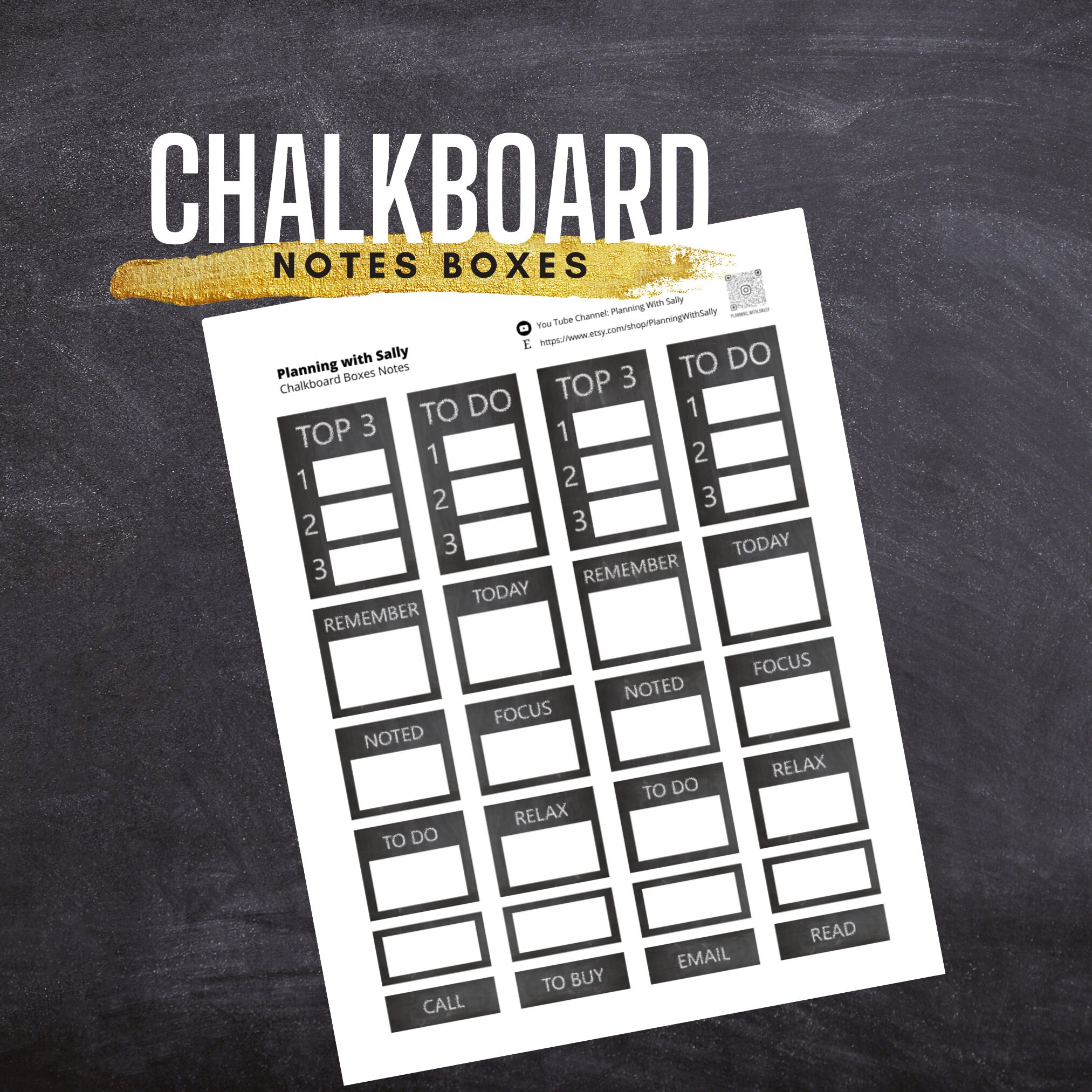 Chalkboard Notes Box Stickers! PRINTABLE Instant Download! Multiple ...