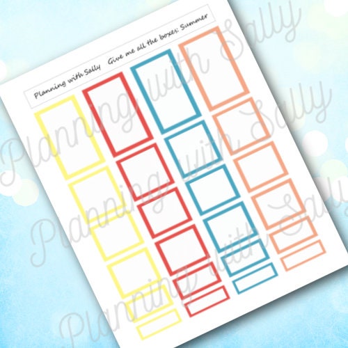 Summer Box Stickers! PRINTABLE Instant Download! Multiple Sizes! Fits ...