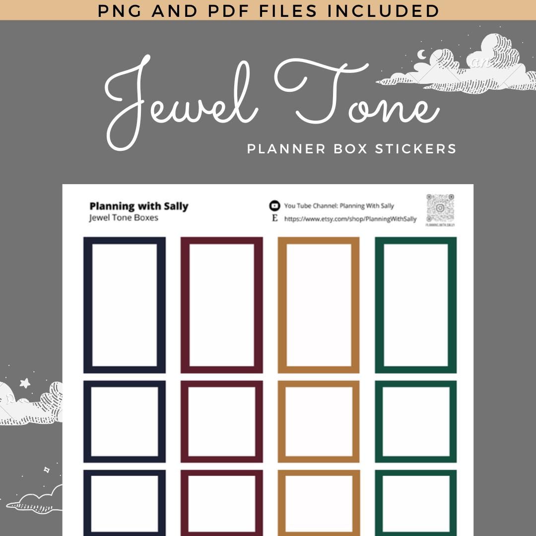 Jewel Tones Box Stickers! PRINTABLE Instant Download! Multiple Sizes ...