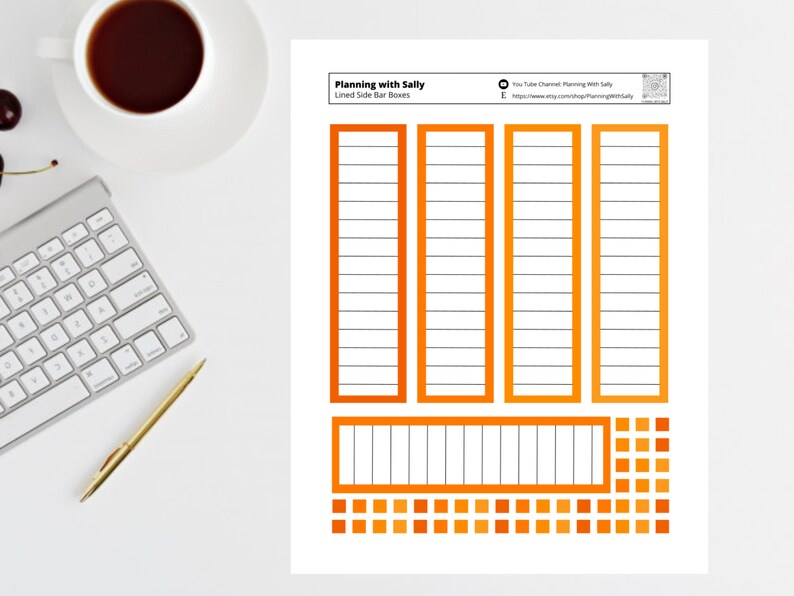 Orange Sidebar Box Stickers! PRINTABLE Instant Download! Fits Classic ...